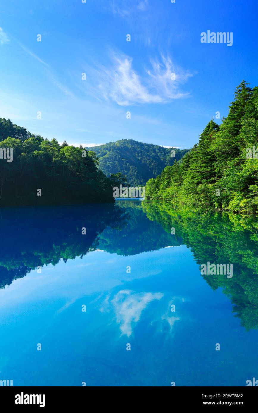 Onuma Pond in a mirror in the morning Stock Photo - Alamy