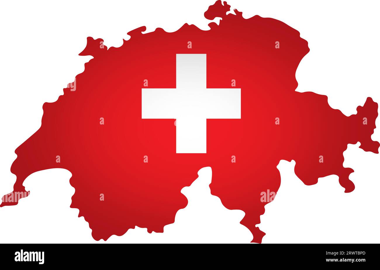 Illustration with swiss national flag with simplified shape of ...