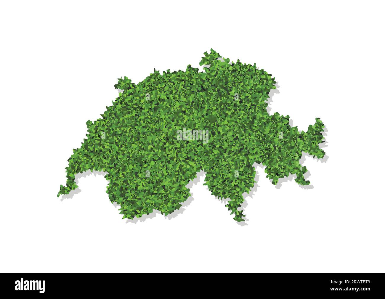 Vector simplified illustration icon with green grassy silhouette of ...