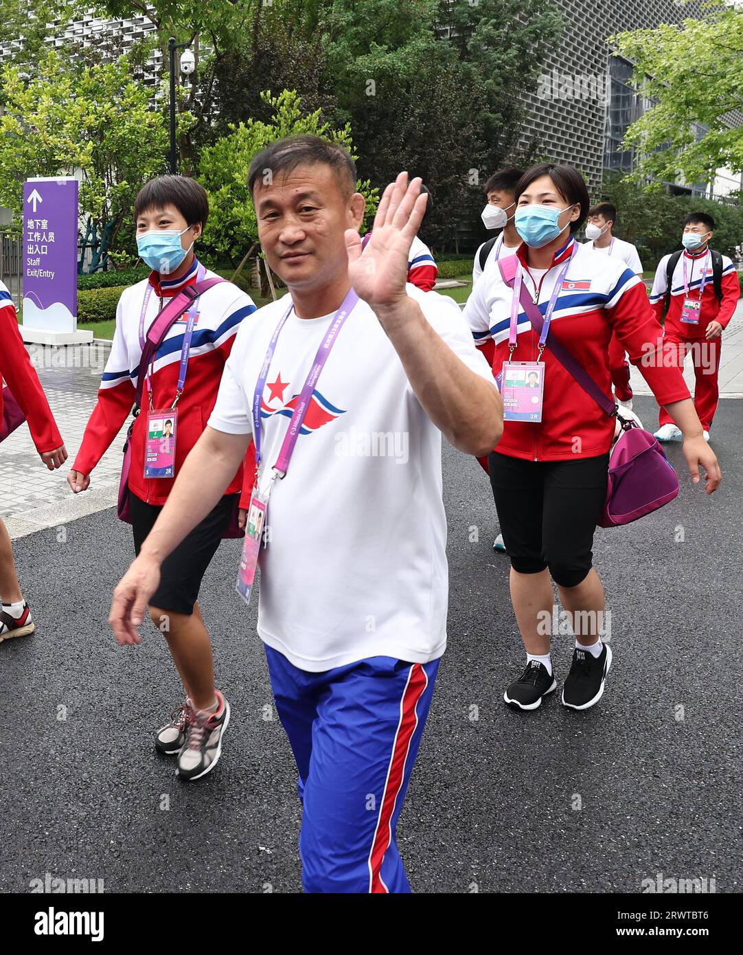 21st Sep, 2023. N. Korean athletes at Asian Games A North Korean coach ...