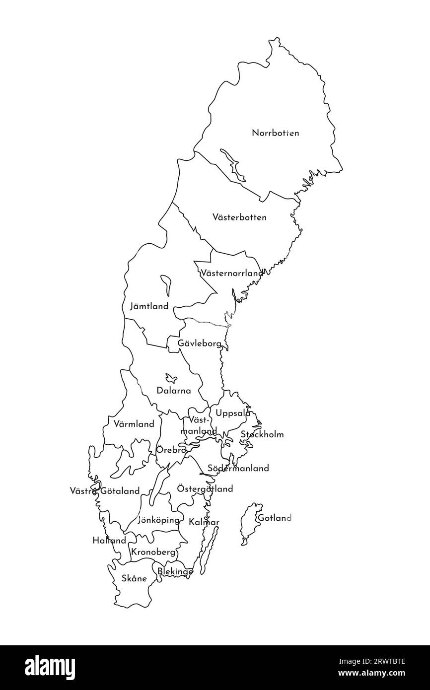 Vector isolated illustration of simplified administrative map of Sweden ...