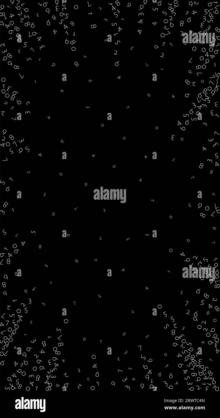 Falling numbers, big data concept. Binary white disorderly flying ...