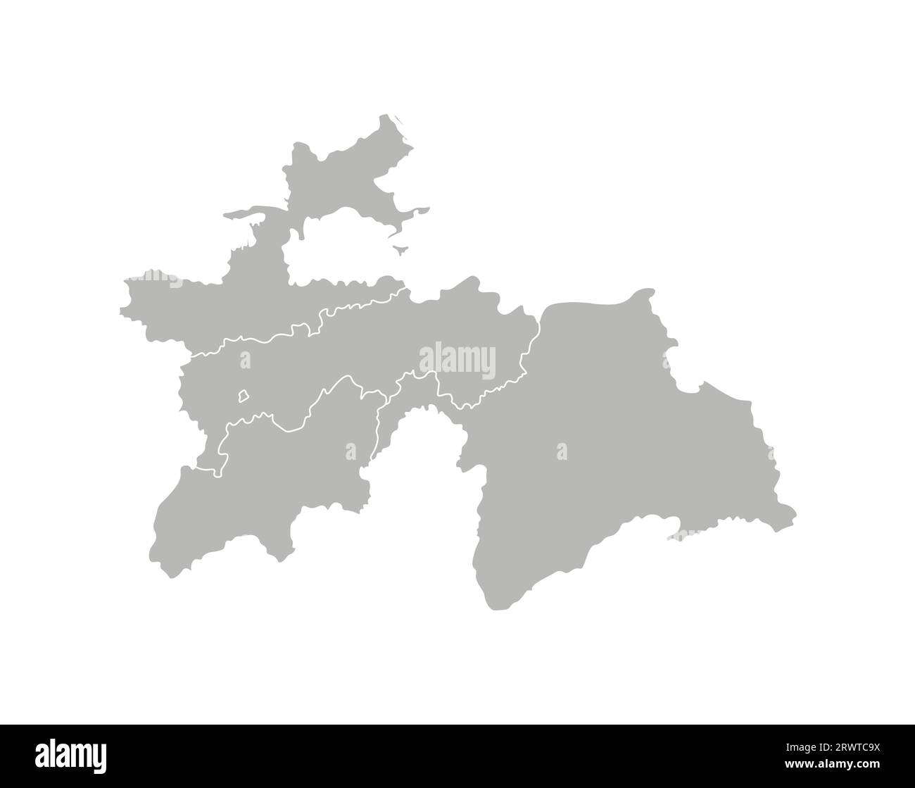 Vector isolated illustration of simplified administrative map of Tajikistan. Borders of the ...