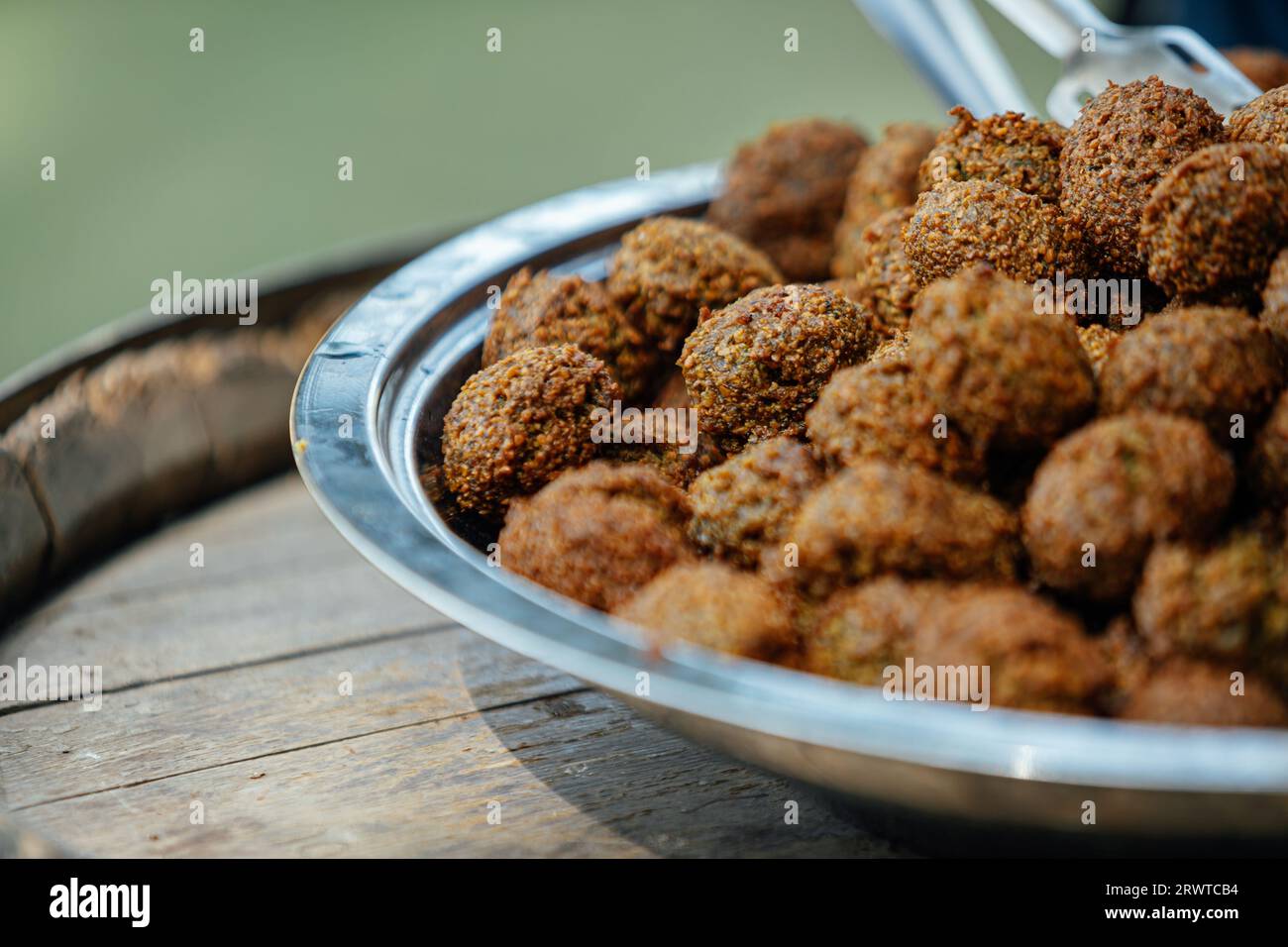 Variety if Israeli food served with salad pita bread and appetizers ...