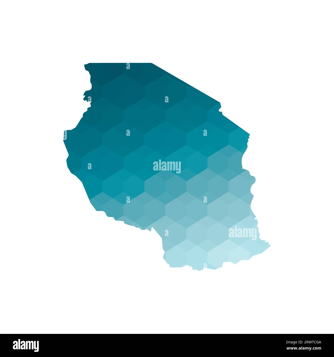 Vector isolated illustration icon with simplified blue silhouette of Tanzania map. Polygonal ...