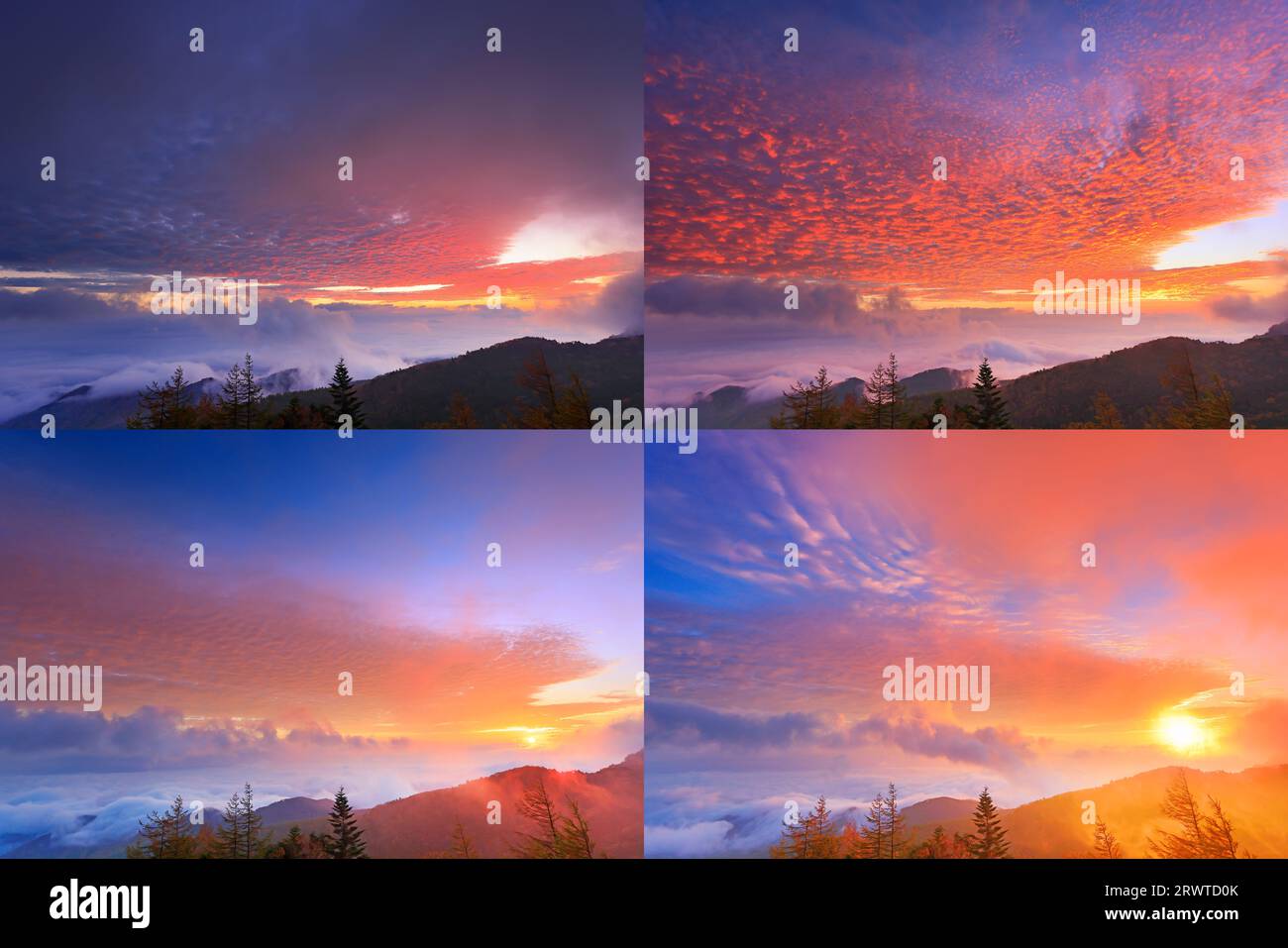 Fixed point of view of the sunrise and sunset in the direction of Saku ...