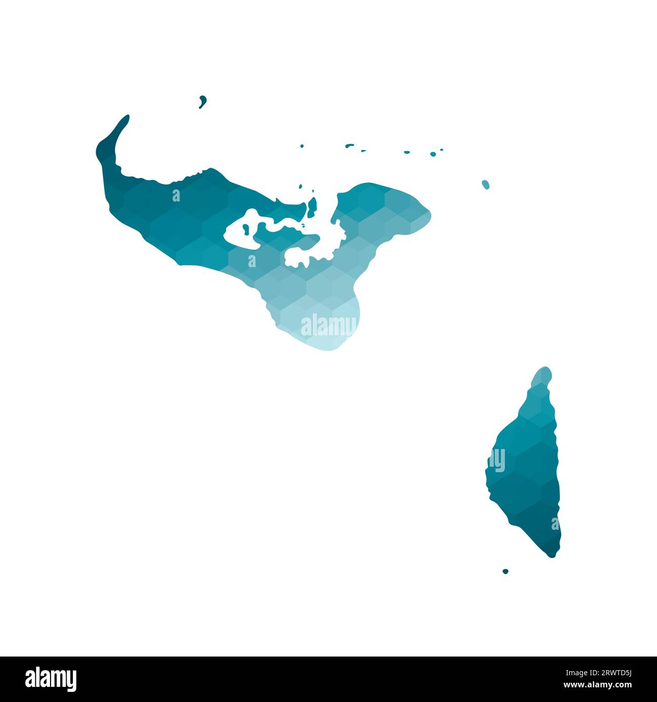 Vector isolated illustration icon with simplified blue silhouette of Tonga map. Polygonal ...