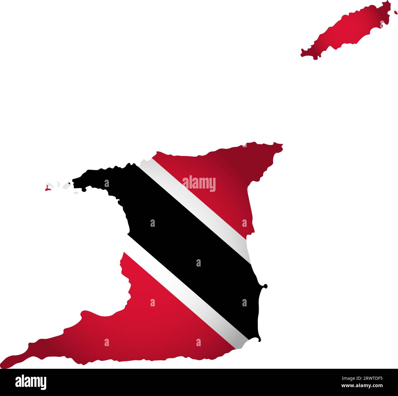 Illustration with national flag with simplified shape of Trinidad and Tobago map (jpg). Volume ...