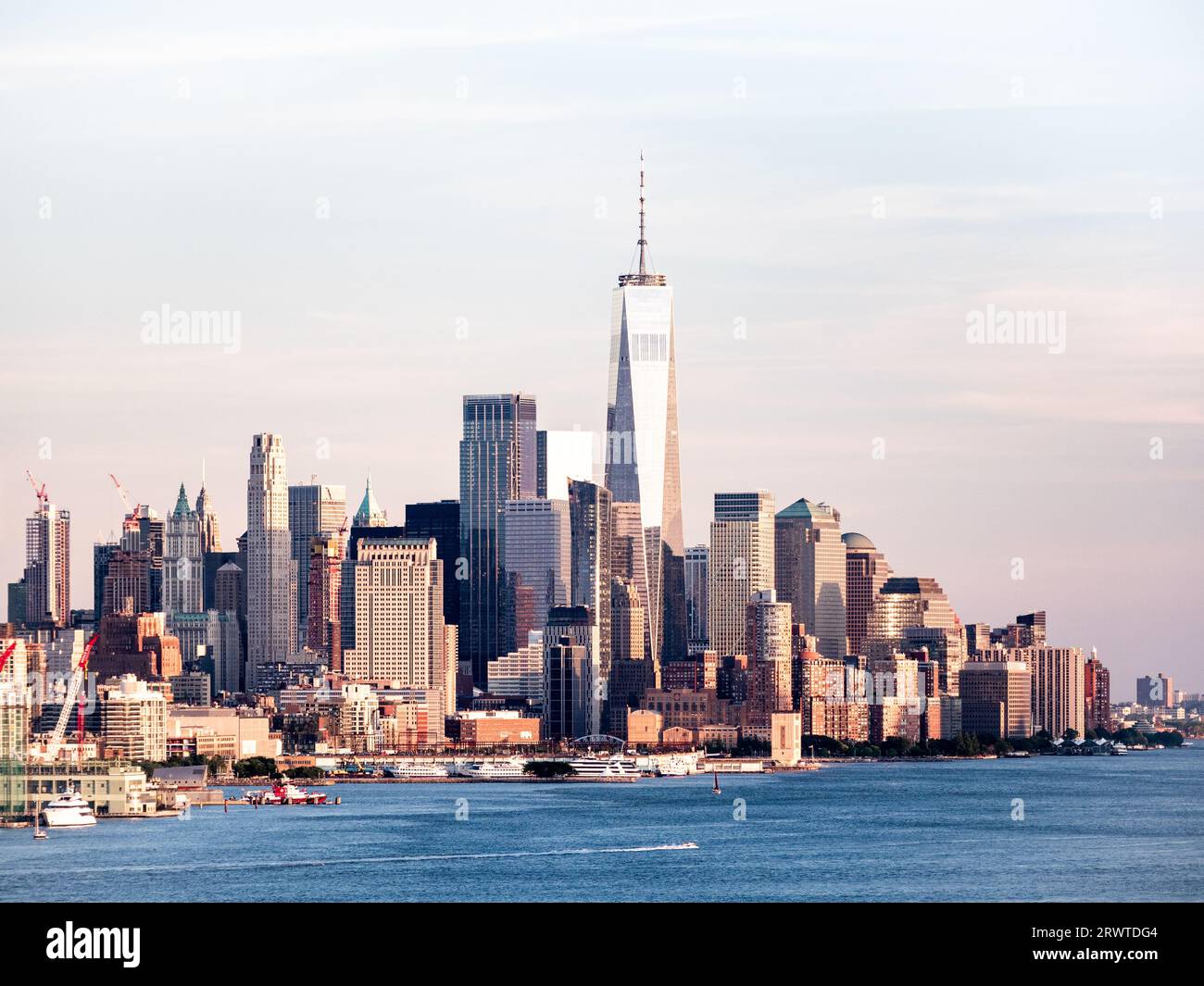 The iconic skyline of Downtown Manhattan in New York City, United ...