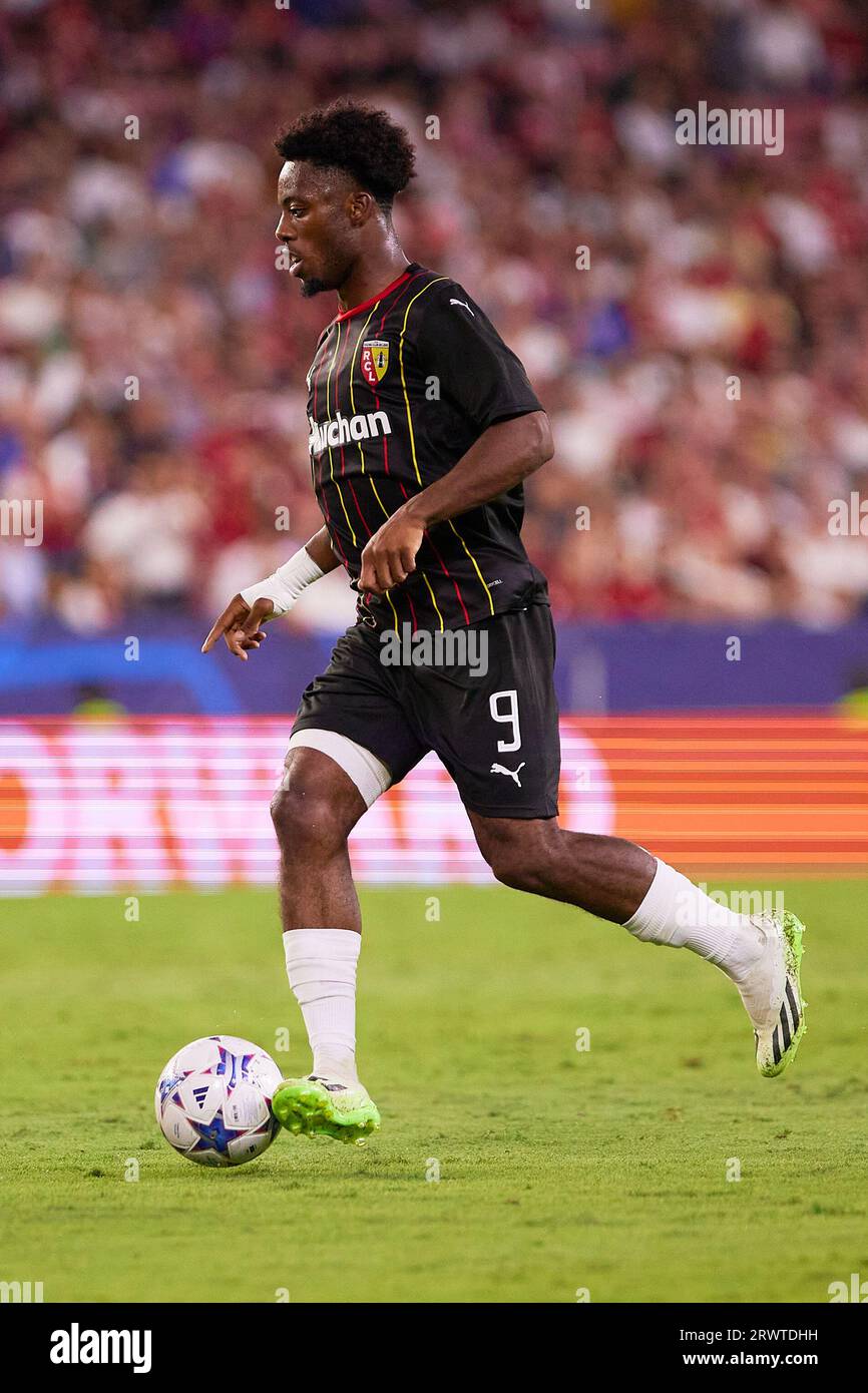 Seville, Spain. 20th Sep, 2023. Elye Wahi (9) of Lens seen during the ...