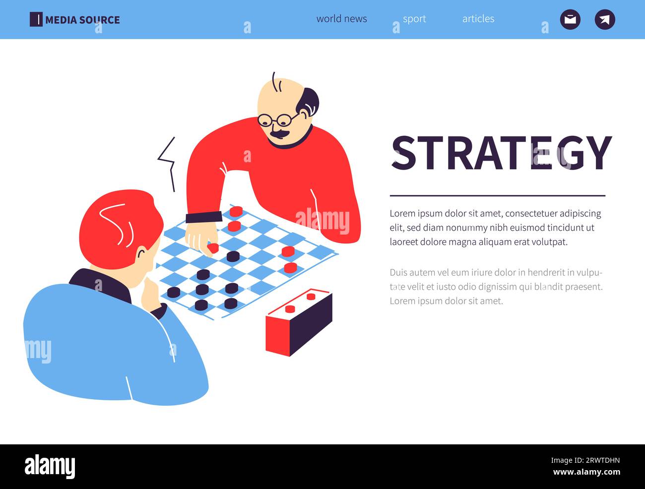 Chess game strategy - colorful flat design style banner Stock Vector ...