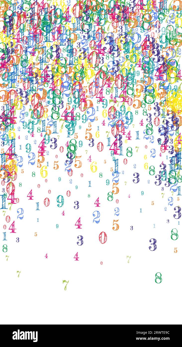 Falling colorful numbers. Math study concept with flying digits. Back ...