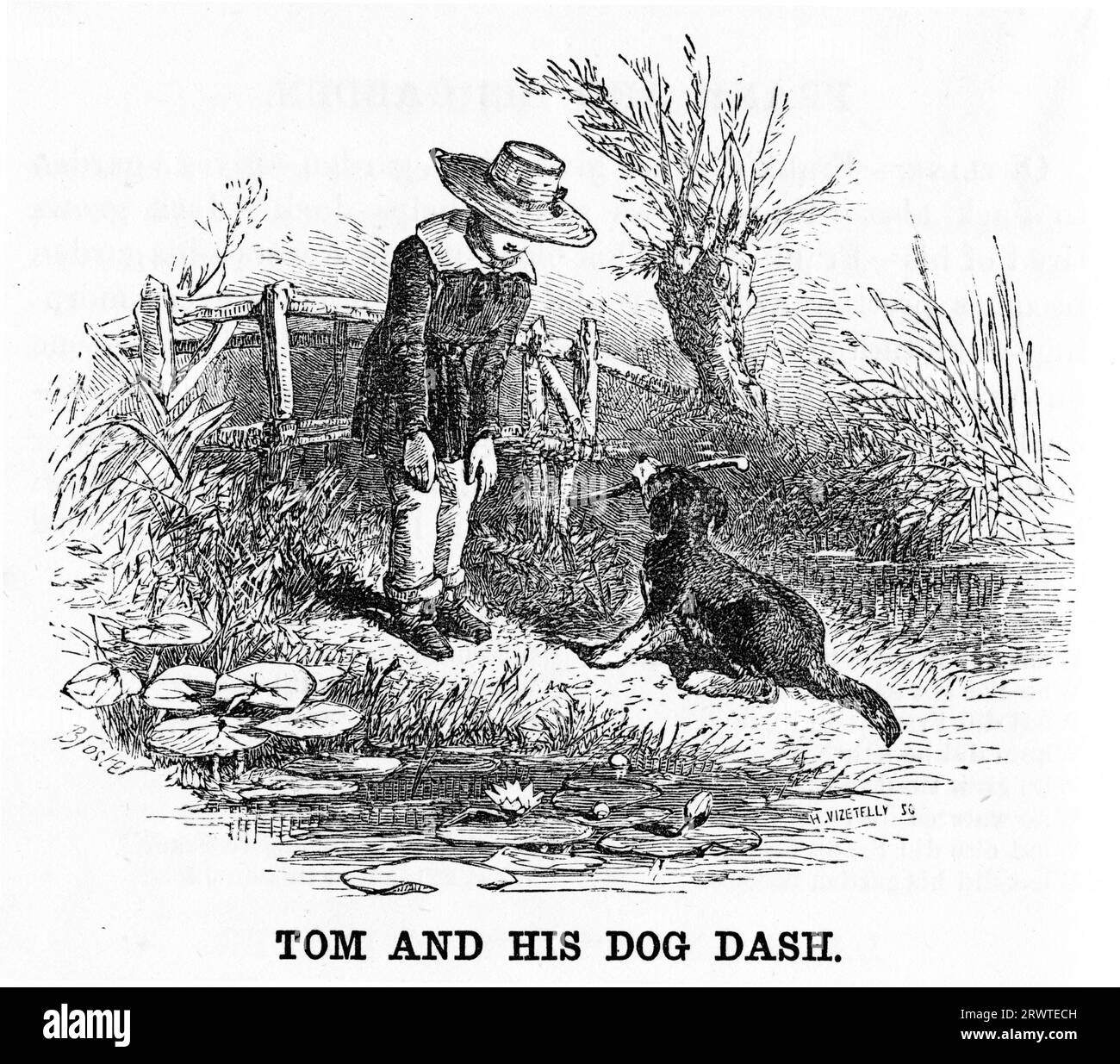 Engraving of Tom and his dog Dash, circa 1880 Stock Photo - Alamy