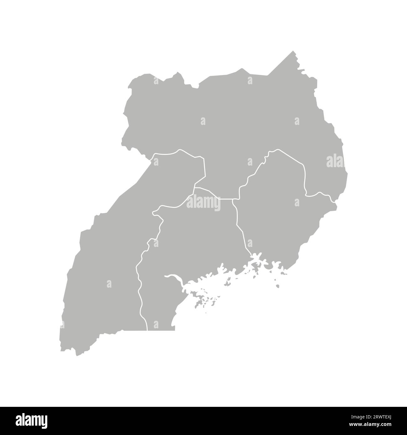 Vector isolated illustration of simplified administrative map of Uganda ...