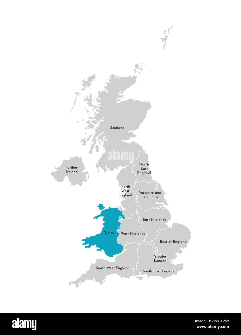 Vector isolated illustration of simplified administrative map of the ...