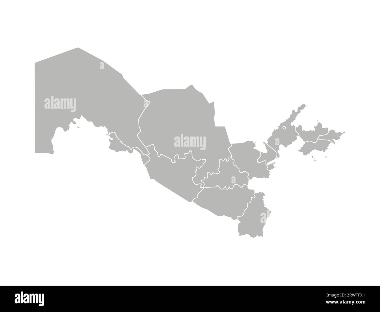 Vector isolated illustration of simplified administrative map of Uzbekistan. Borders of the ...