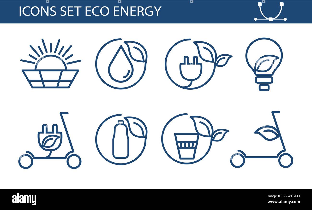 Set of eco vector icons in flat style. Eco collection with various ...