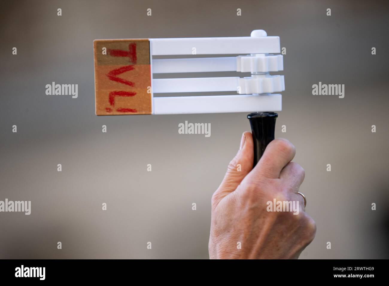 Berlin, Germany. 21st Sep, 2023. "TVL" stands on a wheel during a ...