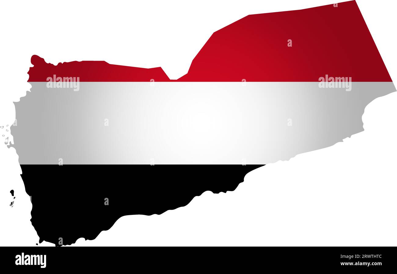 Illustration with national flag with simplified shape of Yemen map (jpg ...