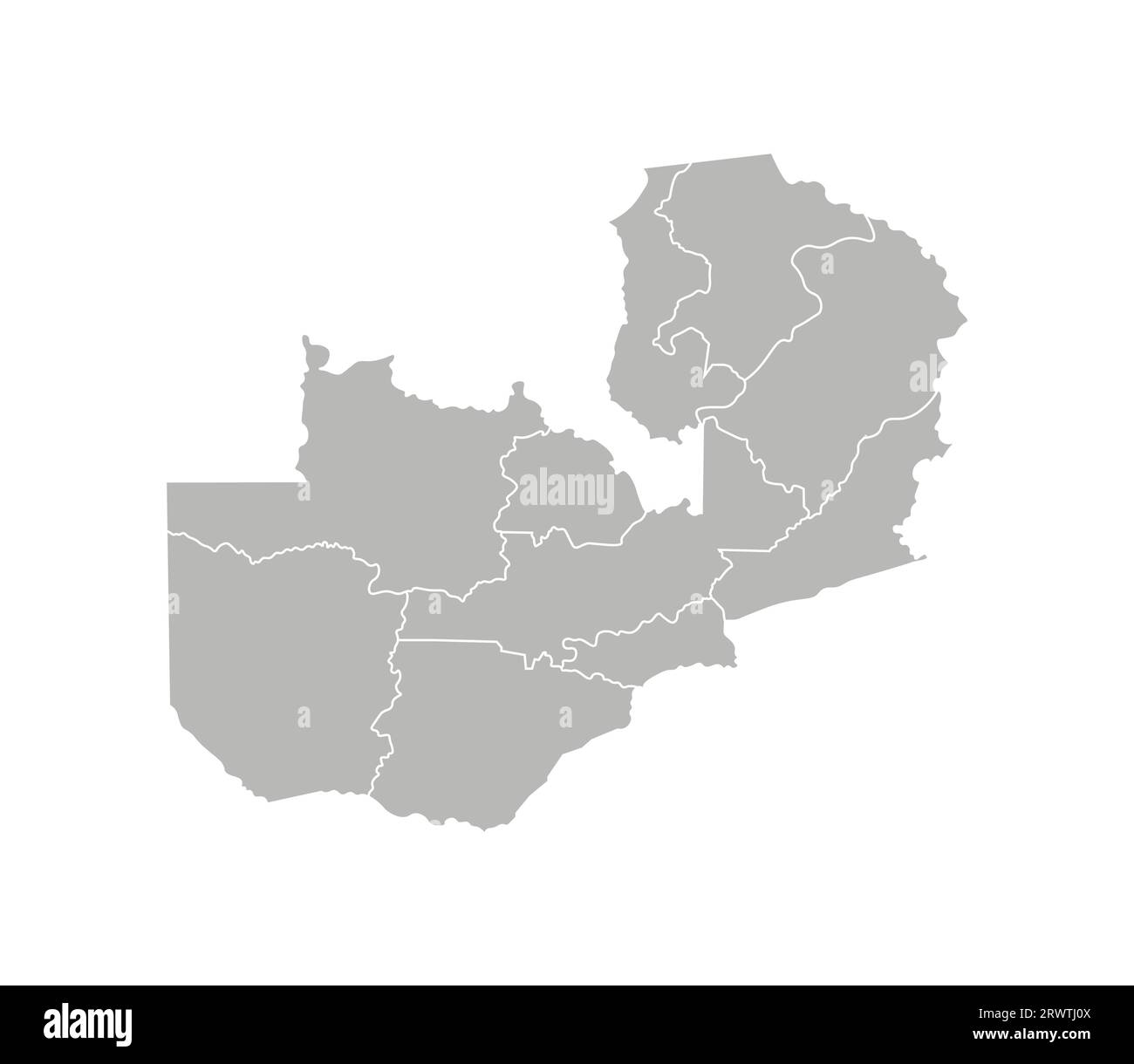 Vector isolated illustration of simplified administrative map of Zambia. Borders of the ...
