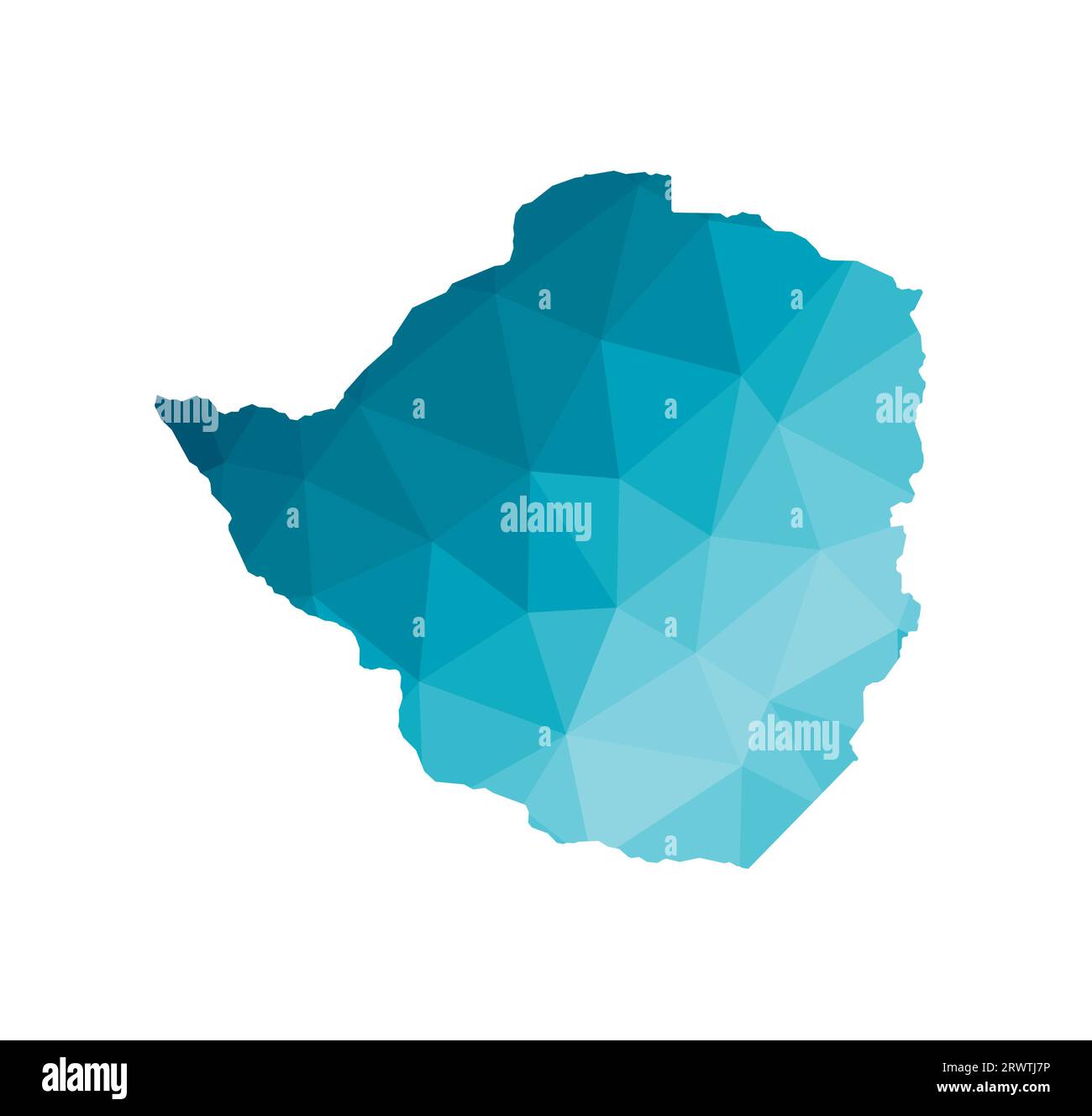Vector isolated illustration icon with simplified blue silhouette of Zimbabwe map. Polygonal ...
