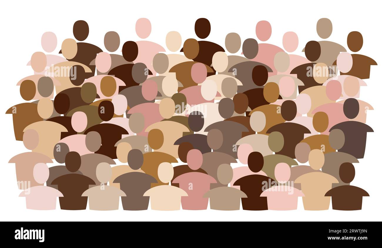 Diversity. Multiracial crowd. Workers group, community in parade or in ...