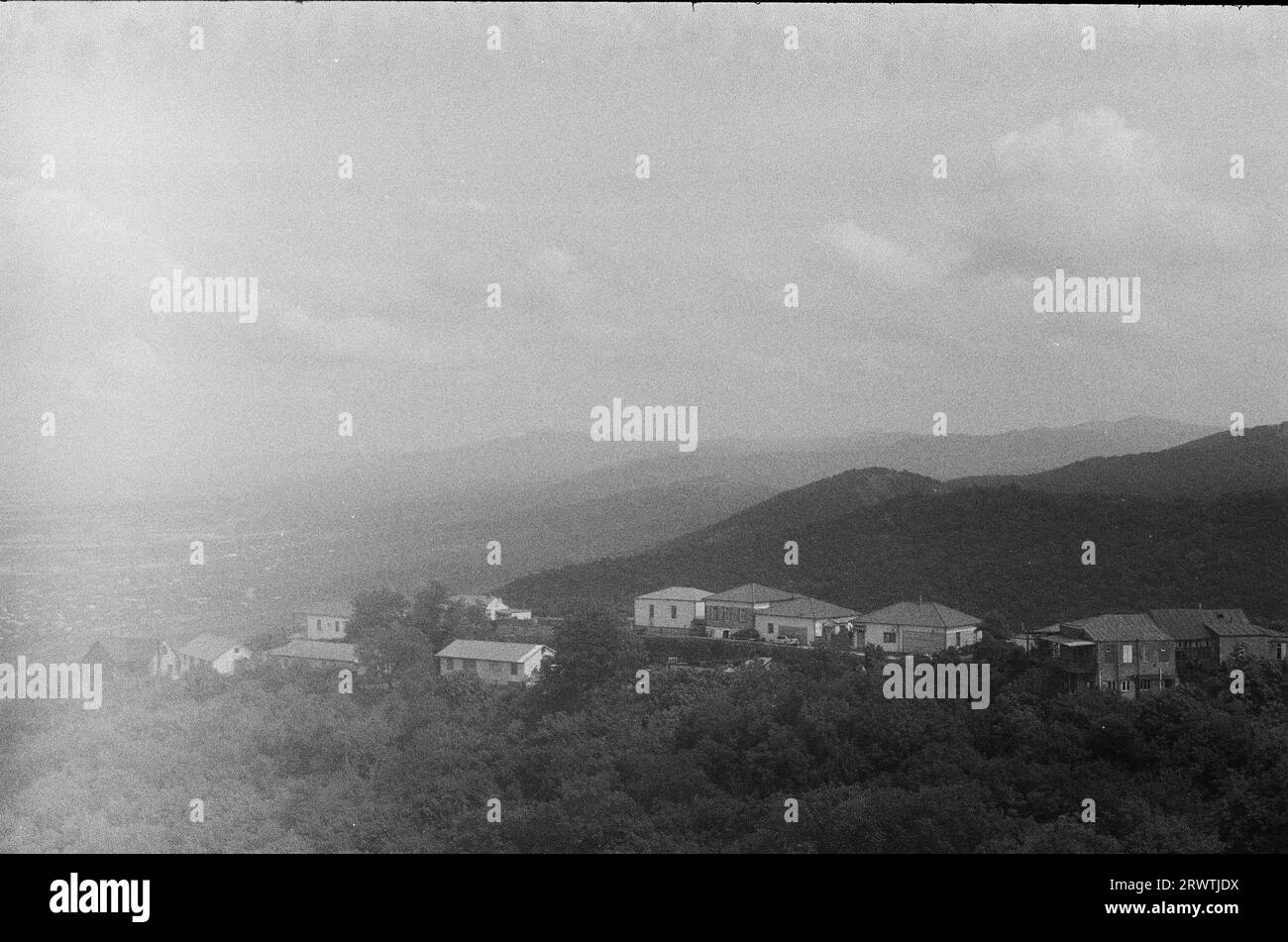 Panorama sunset over mountains Black and White Stock Photos & Images ...