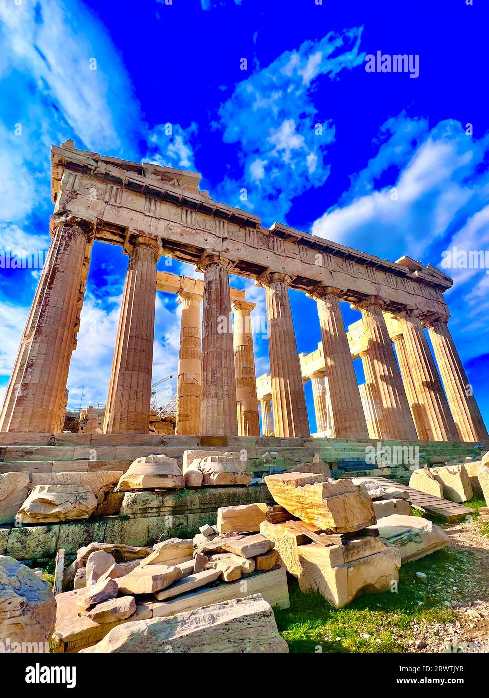A vertical of the Acropolis, Parthenonas of Athens, Greece Stock Photo ...