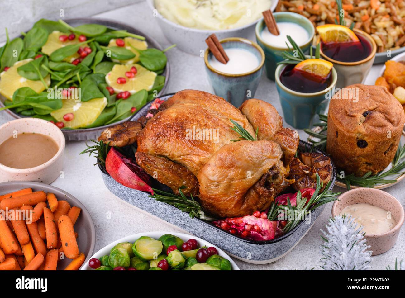 Christmas festive dinner with traditional dishes Stock Photo - Alamy