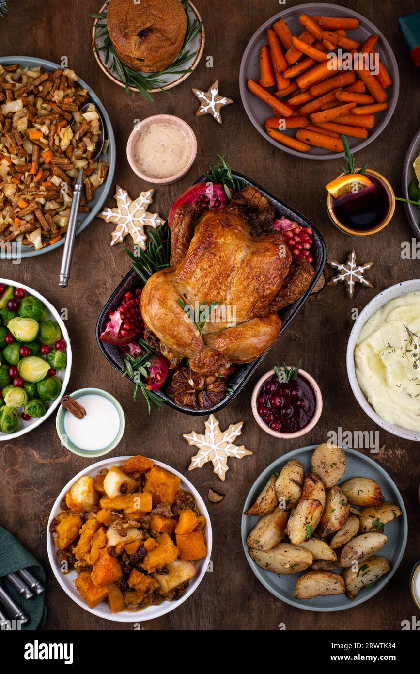 Christmas festive dinner with traditional dishes Stock Photo - Alamy
