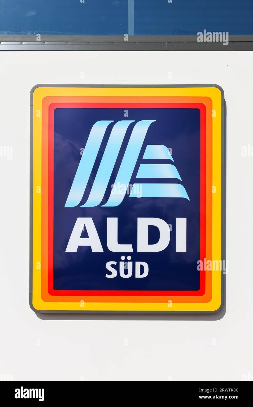 Stuttgart, Germany - July 30, 2023: Aldi Süd logo sign on a supermarket ...