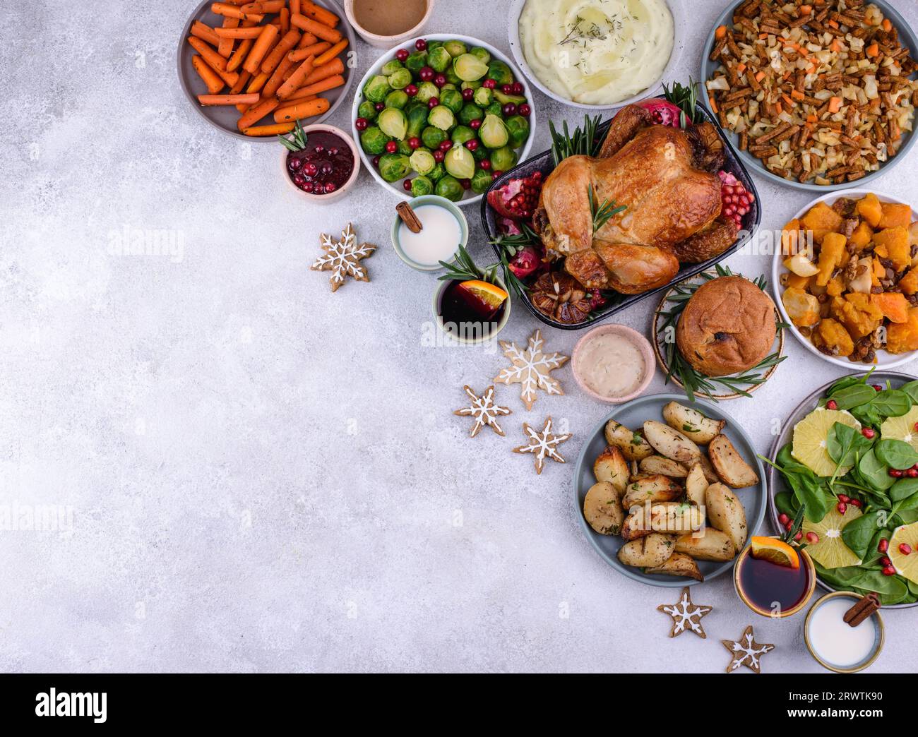 Christmas festive dinner with traditional dishes Stock Photo - Alamy
