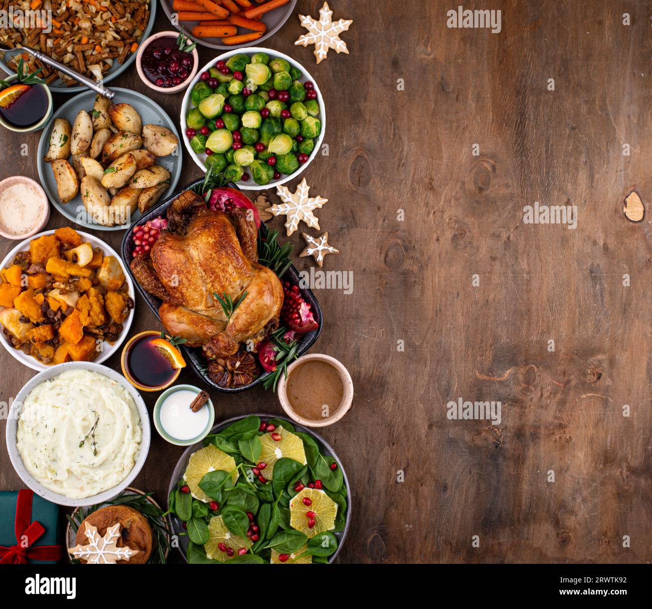 Christmas festive dinner with traditional dishes Stock Photo - Alamy