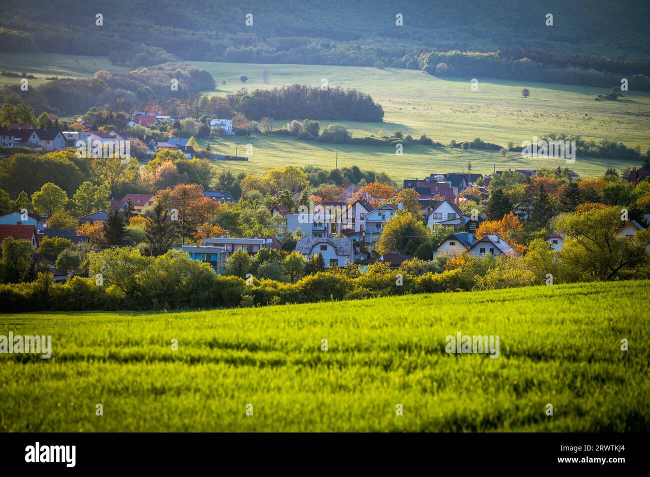Nature's Awakening: Charming Spring Village at Twilight Stock Photo - Alamy