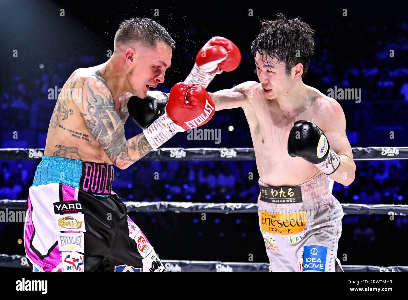 Champion Kenshiro Teraji (black gloves) of Japan and challenger Hekkie ...