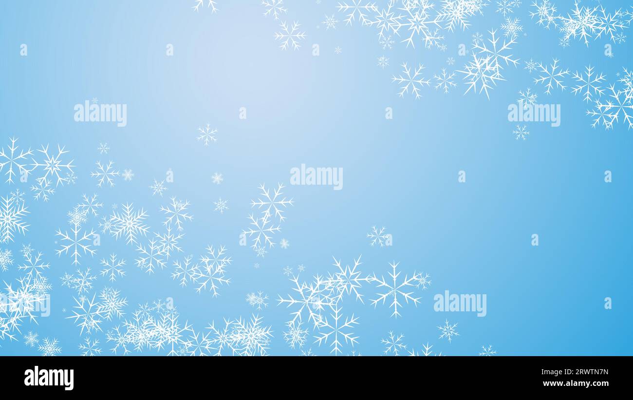 Winter blue background with snowflakes and effect of frost cold ice ...