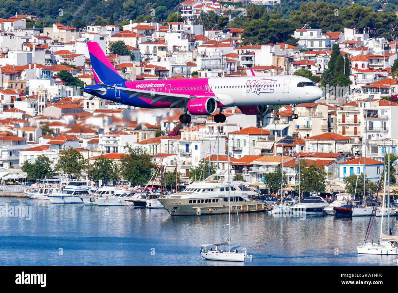 Skiathos, Greece - June 30, 2023: Wizzair Airbus A321neo airplane at ...