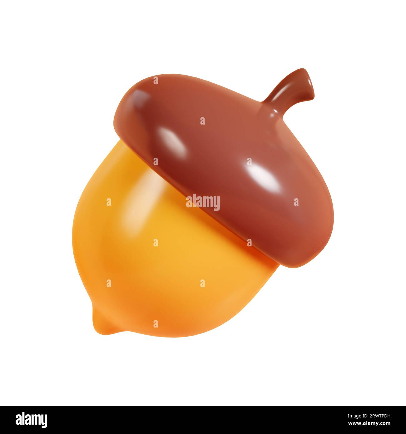 Acorn oak nut 3d render illustration. Autumn botanical element of ...