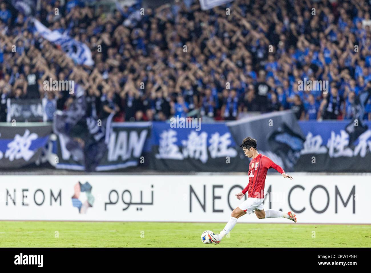 Wuhan, China. 20th Sep, 2023. Takuya Iwanami #4 of Urawa Red Diamonds ...