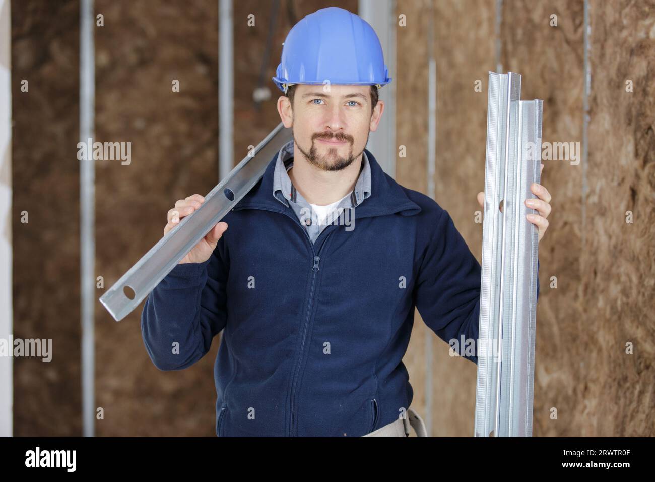 Construction holding rebar construction site hi-res stock photography ...