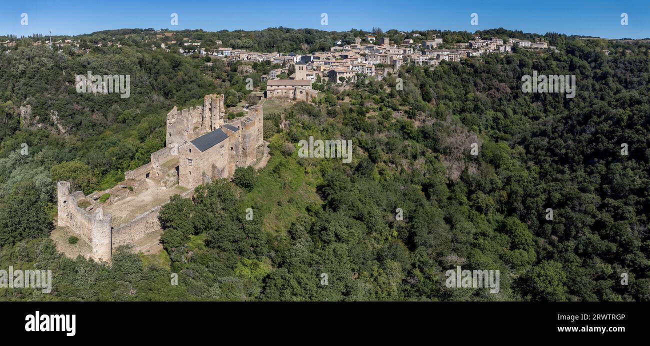 Cathar castle of Saissac, village of Saissac, Aude, Black Mountain ...