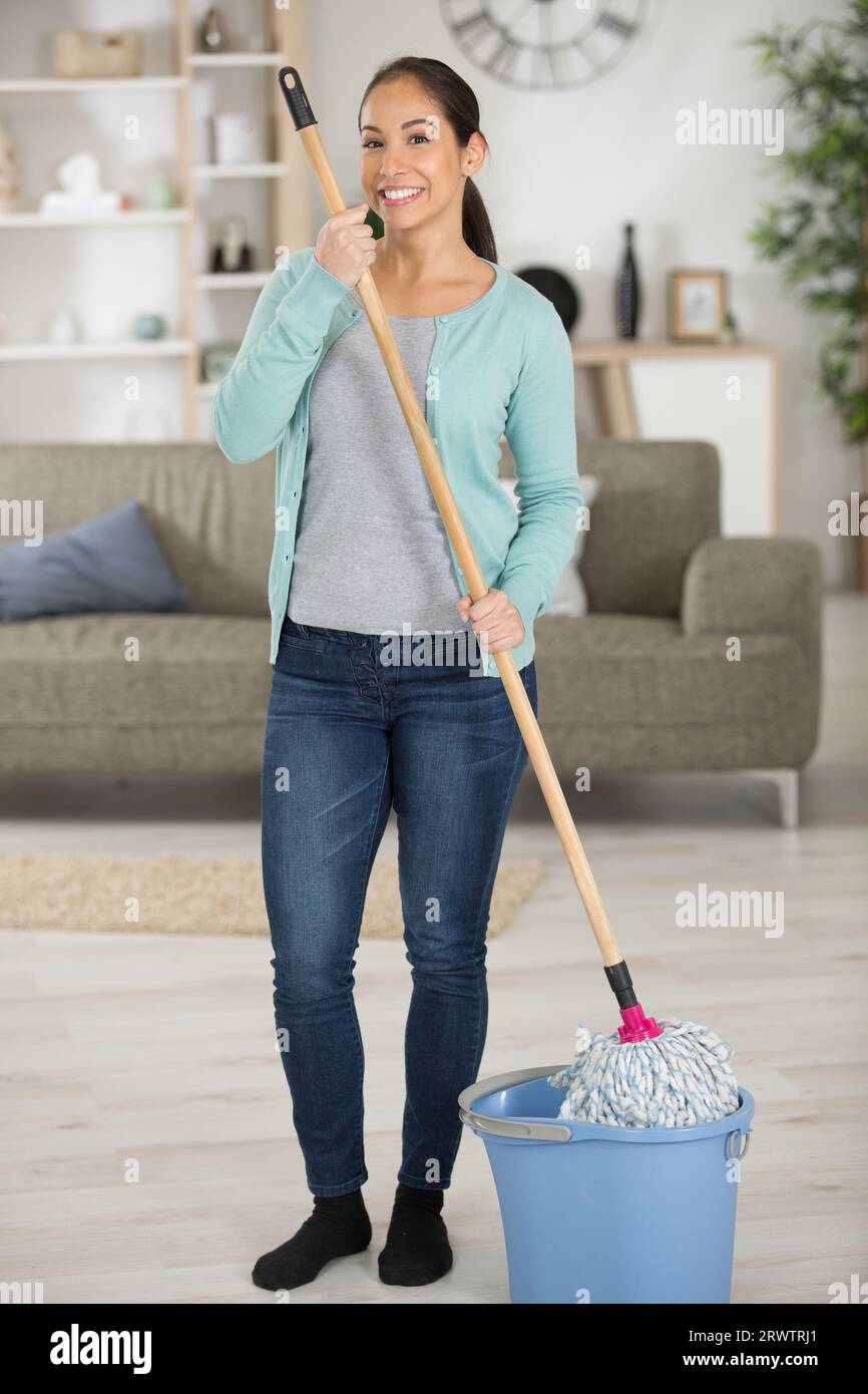 Woman mops the floor hi-res stock photography and images - Alamy