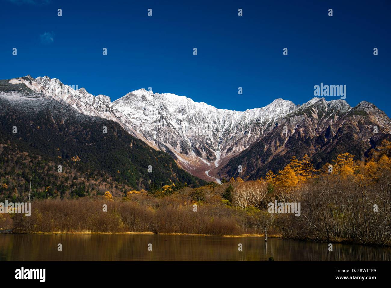 Hotaka mountain range from Taisho Pond Stock Photo - Alamy