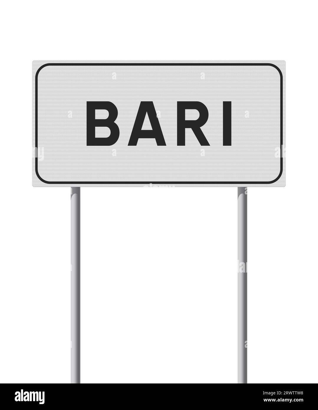 Vector illustration of the City of Bari (Italy) entrance white road ...