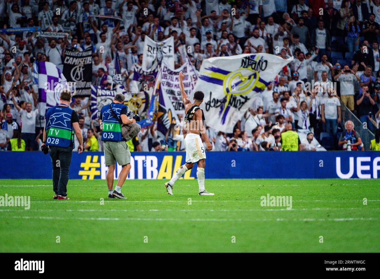 Madrid, Spain. 20th Sep, 2023. Jude Bellingham (Real Madrid) celebrate ...