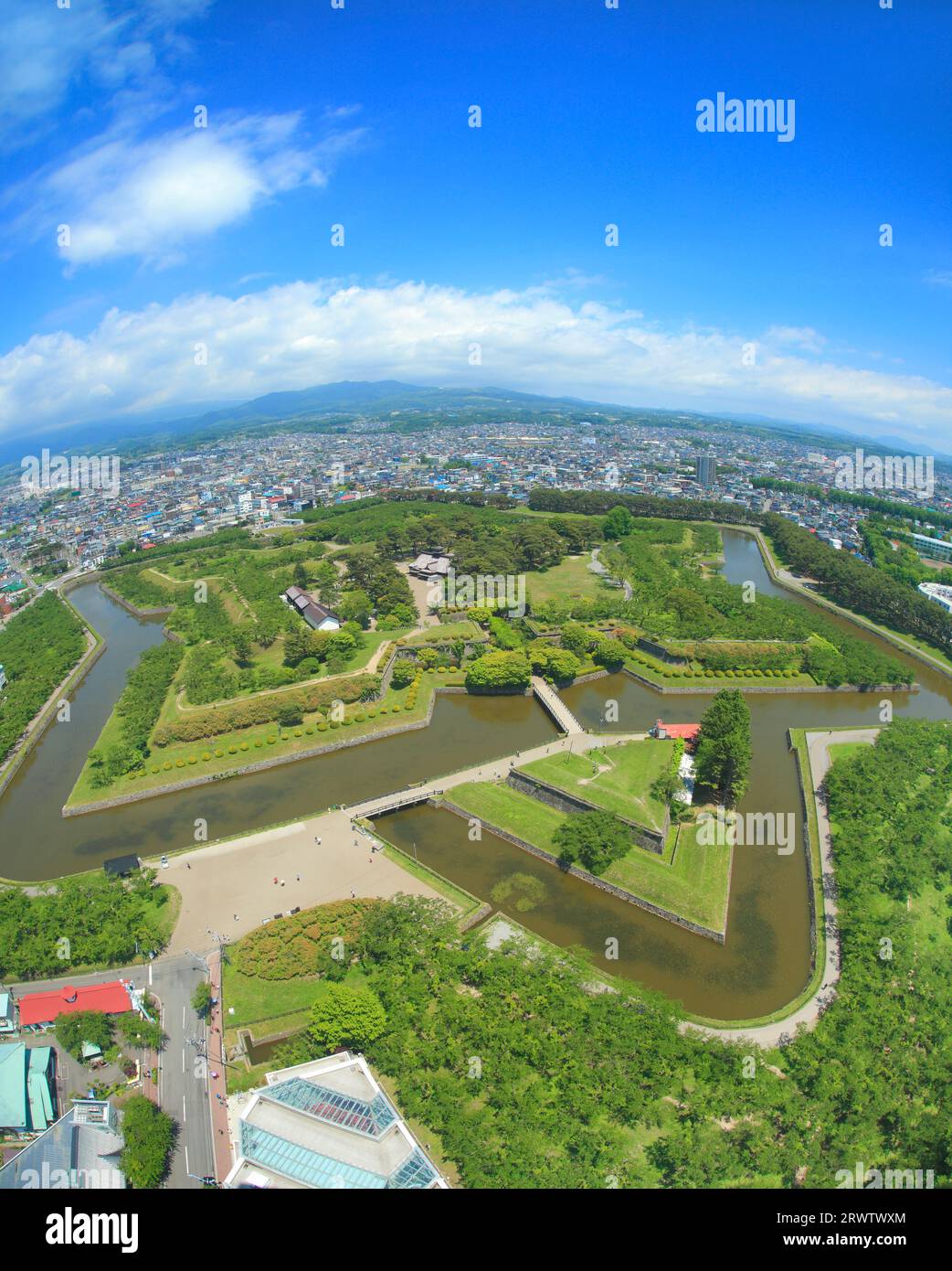 Goryokaku ruins seen from Goryokaku Tower observation deck Stock Photo ...