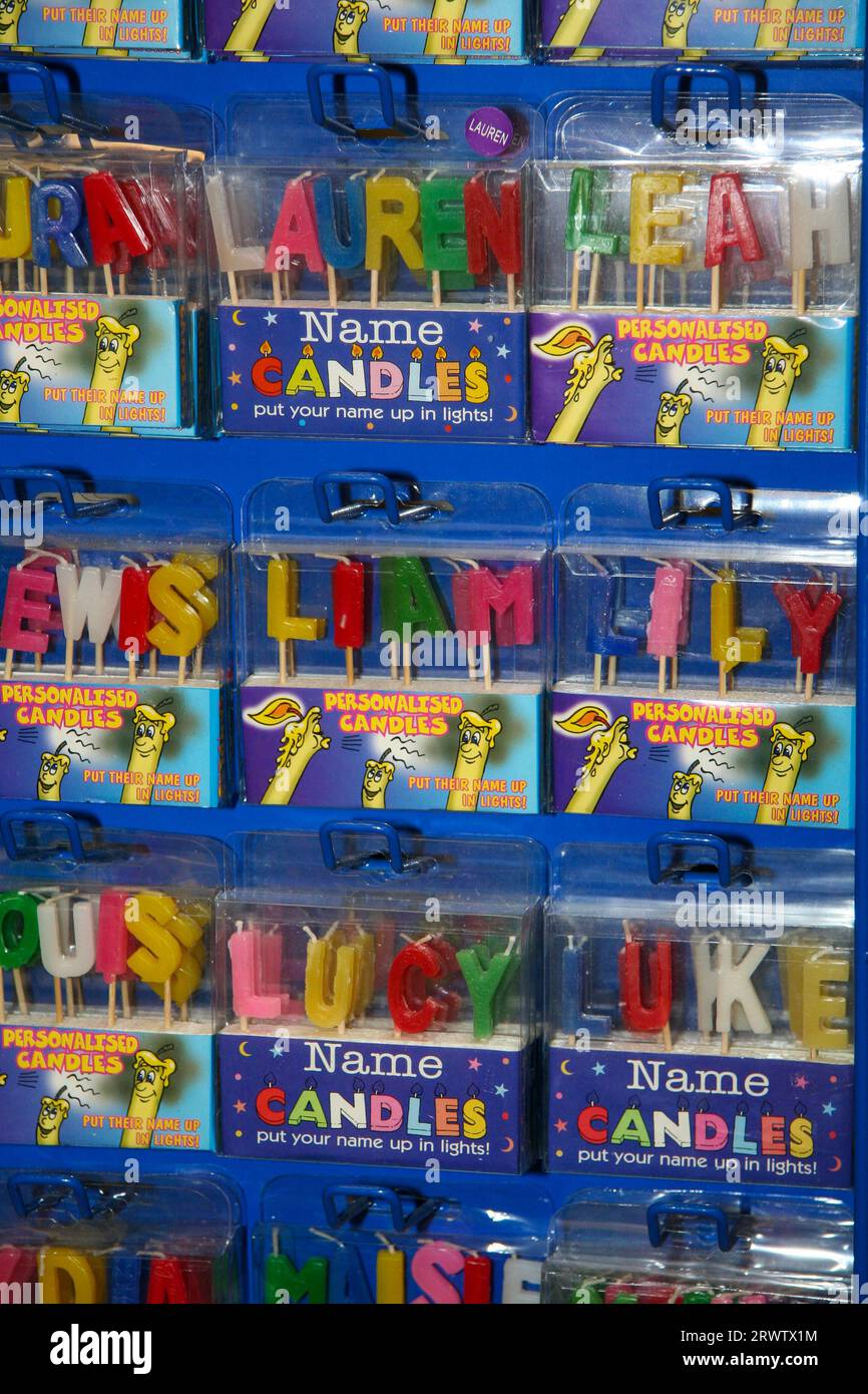 In an independent Suffolk shop a display of first name candles ...