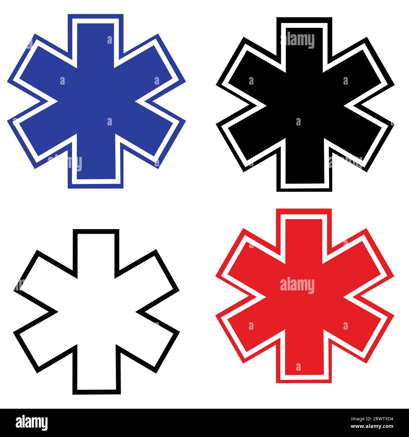 Star of Life icon. Set of three medical symbols. Emergency sign. Blank ...