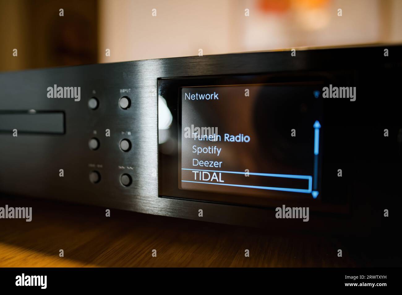 Frankfurt, Germany - Jan 30, 2023: On the Pioneer Network Streamer's hi ...