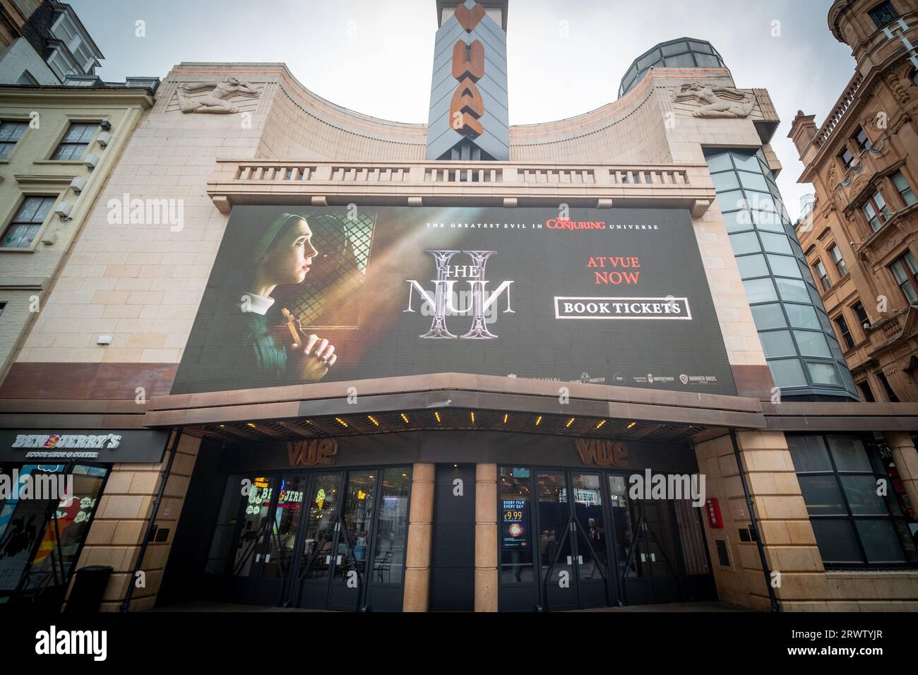 LONDON- SEPTEMBER, 19, 2023: The Conjuring 3 advertised at Vue West End ...
